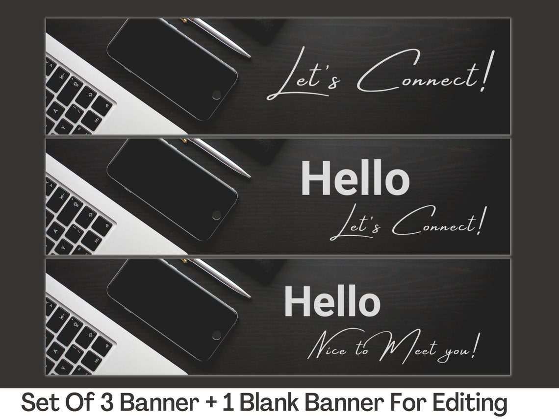 Professional Black Color Linkedin Banner Template Canva - Etsy