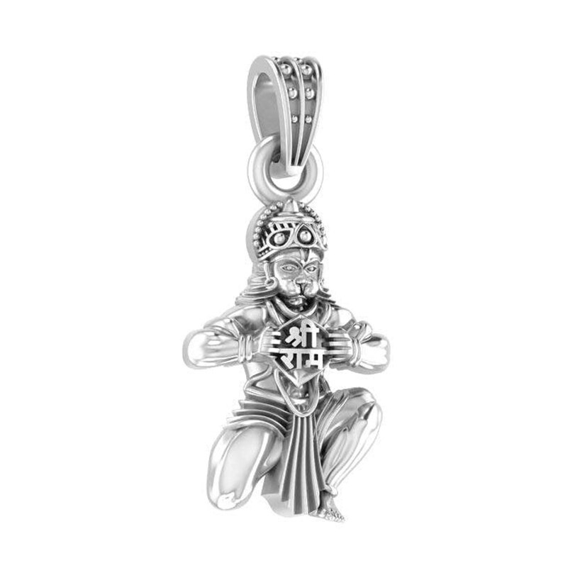 God Hanuman Pendant Lord Bajrang Bali Locket Pure Silver Sterling ...