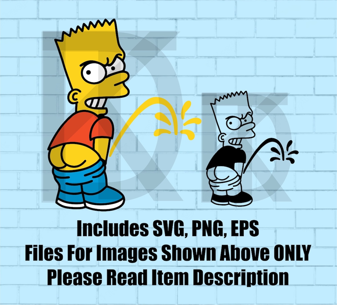 Bart Simpson orinando dibujos animados divertidos SVG, EPS, archivo PNG Cricut, Digital ...