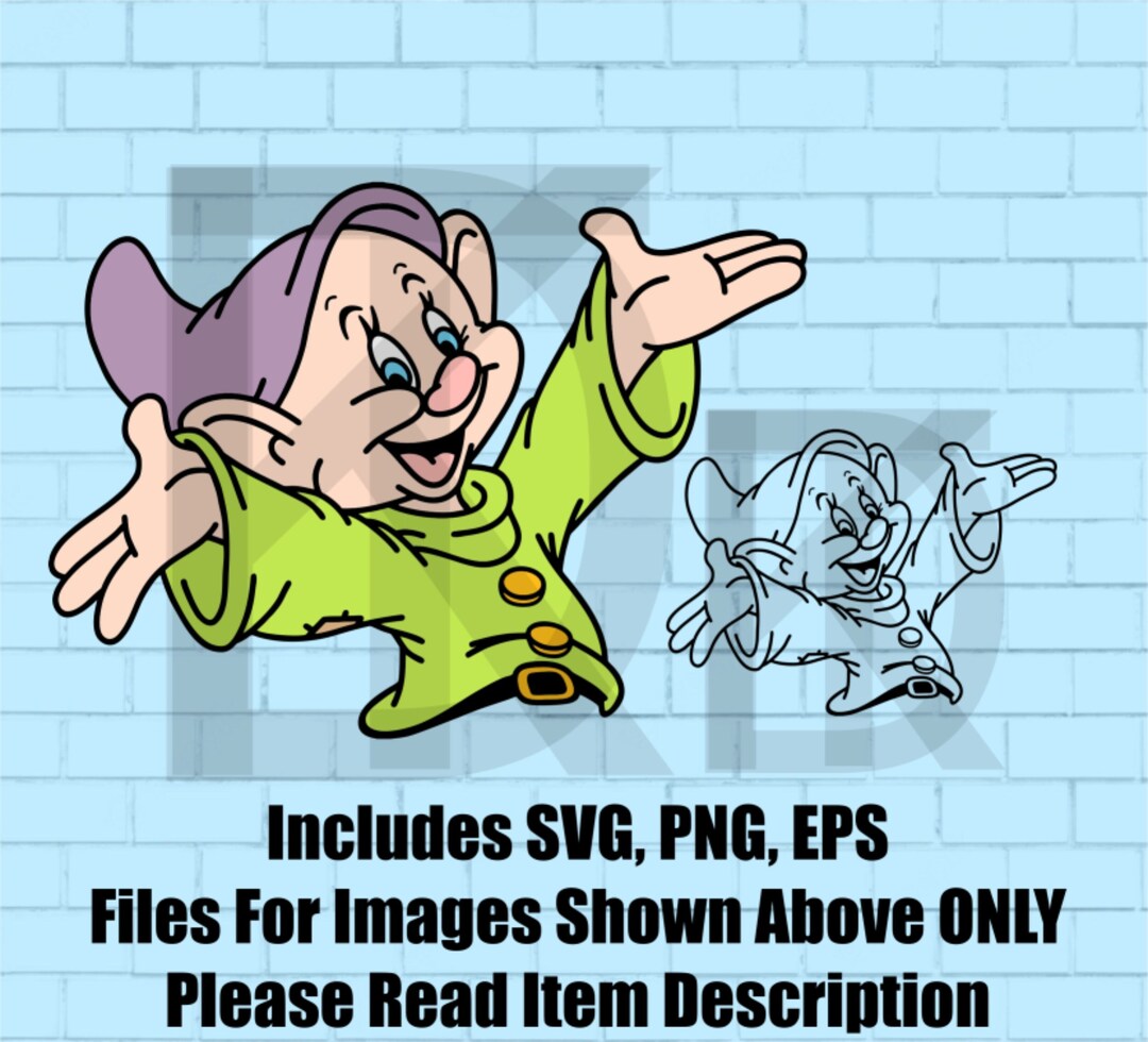 Dopey Dwarf Seven Dwarves SVG, EPS, PNG File Cricut, Digital, Printable ...