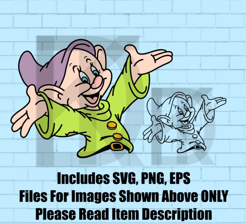 Dopey Dwarf Seven Dwarves SVG, EPS, PNG File Cricut, Digital, Printable ...