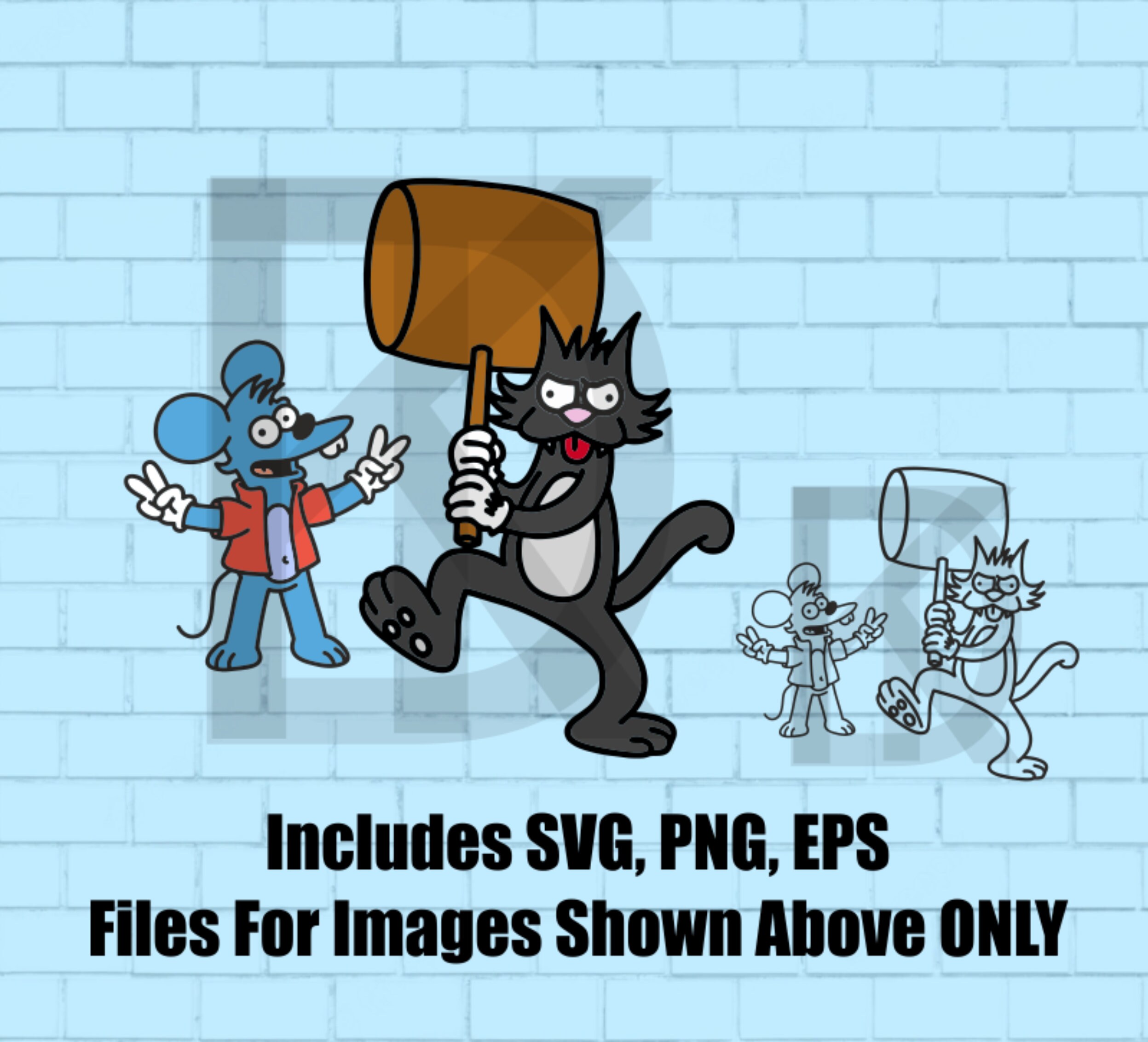 Itchy & Scratchy Simpson Funny Cartoon SVG, EPS, PNG File Cricut ...