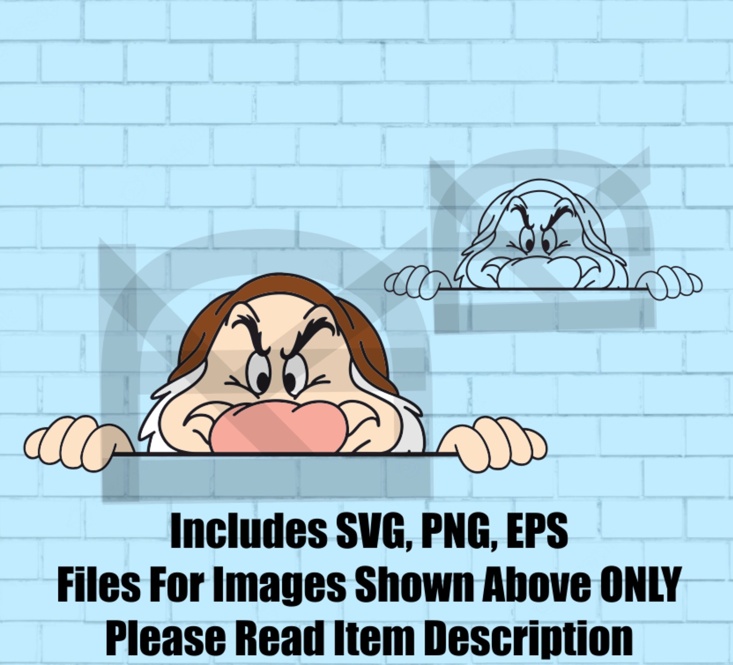 Grumpy Peeking Dwarf Seven Dwarves Car SVG, EPS, PNG File Cricut ...