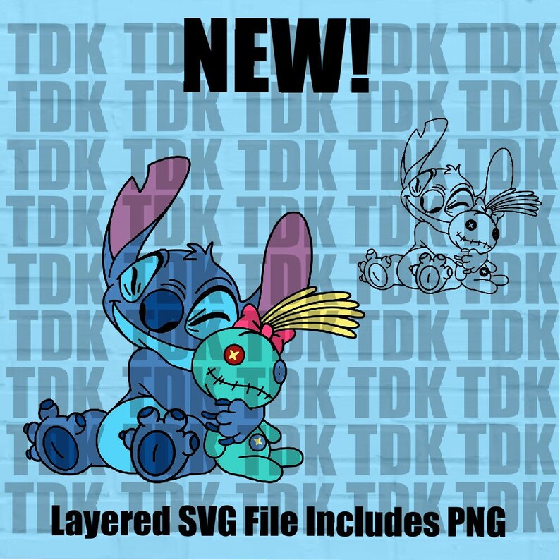 Stitch With Scrump Cute SVG Layered Includes PNG File Cricut, Digital ...