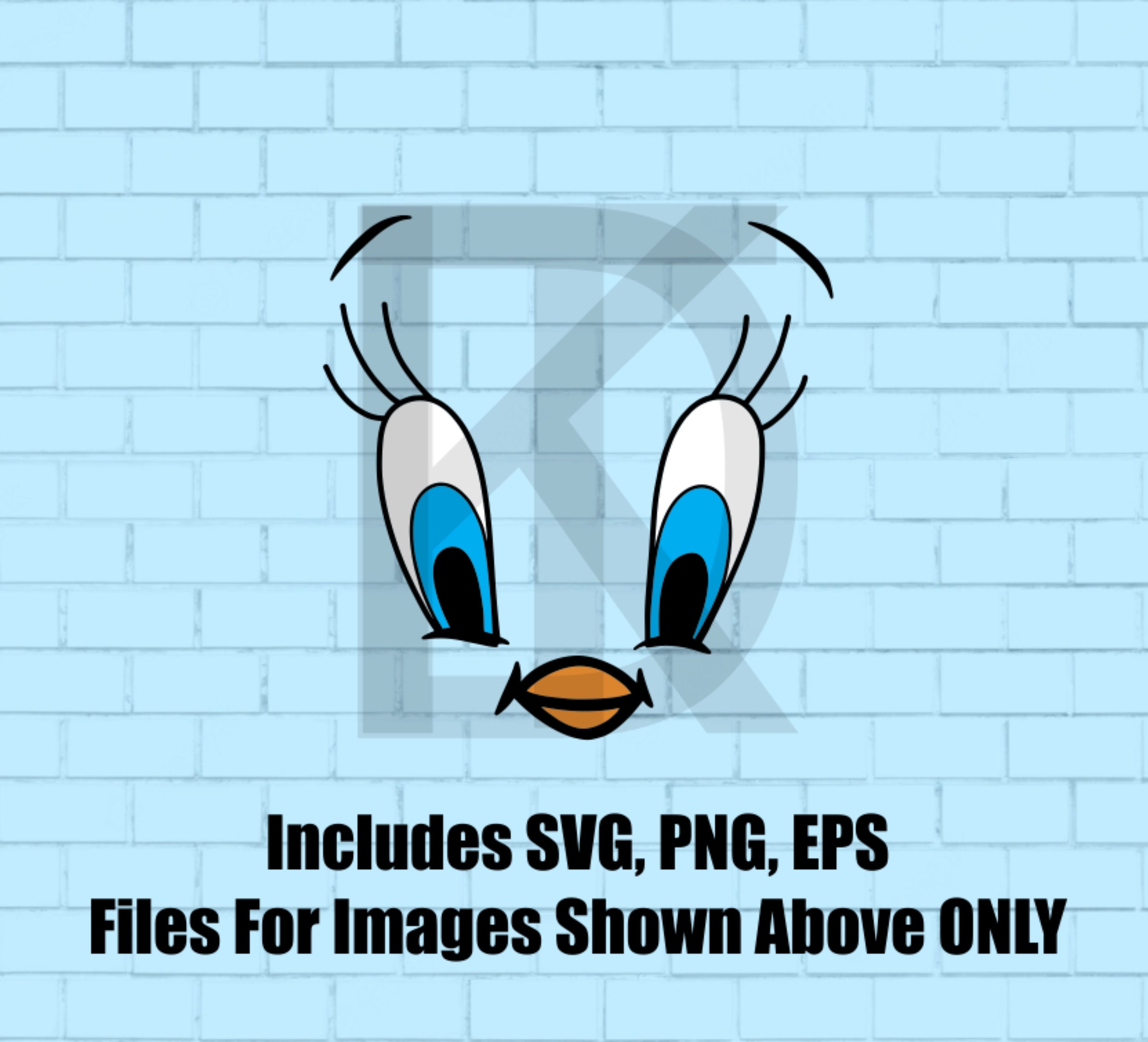 Tweety Face Funny Cartoon SVG, EPS, PNG File Cricut, Digital, Printable ...