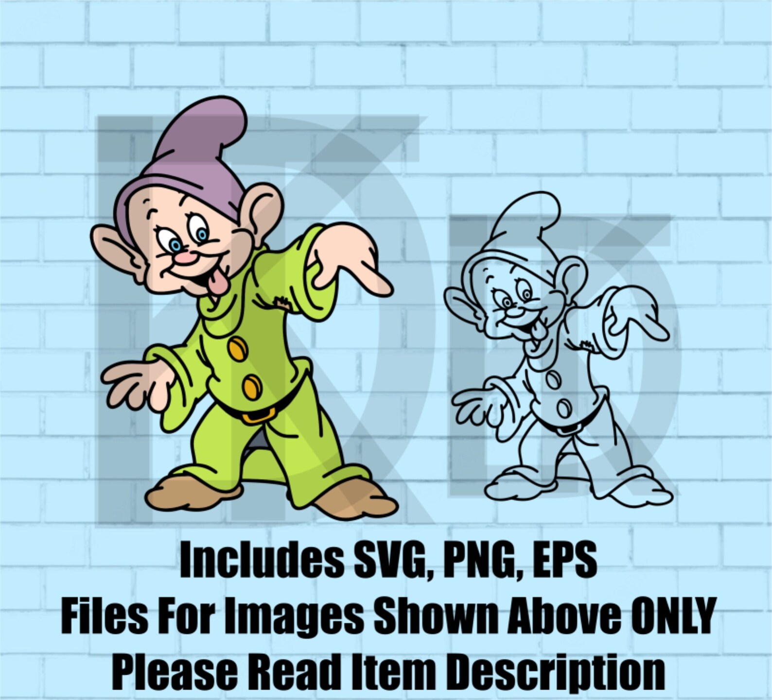 Dopey Dwarf Seven Dwarves SVG, EPS, PNG File Cricut, Digital, Printable ...