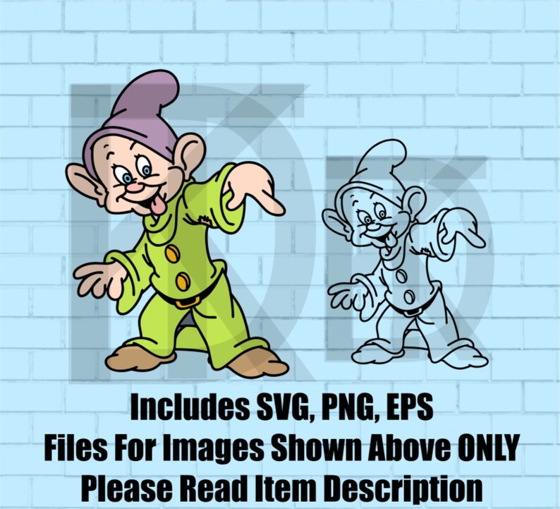 Dopey Dwarf Seven Dwarves SVG, EPS, PNG File Cricut, Digital, Printable ...