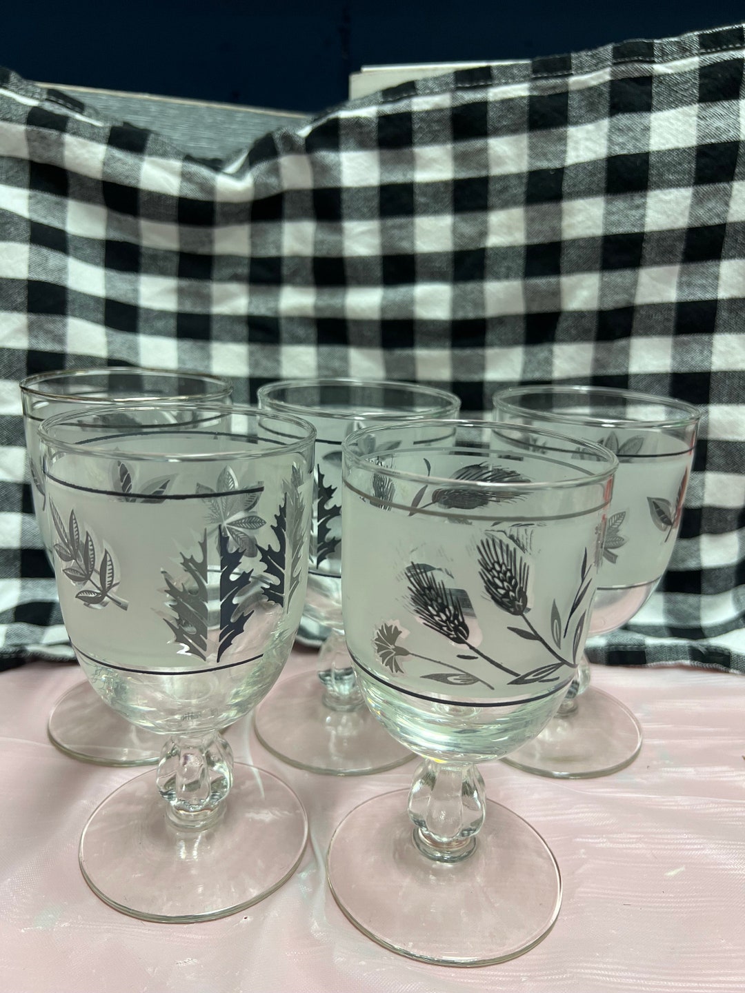 Vintage Libby Wheat Wildflower Set of 5 Goblets - Etsy
