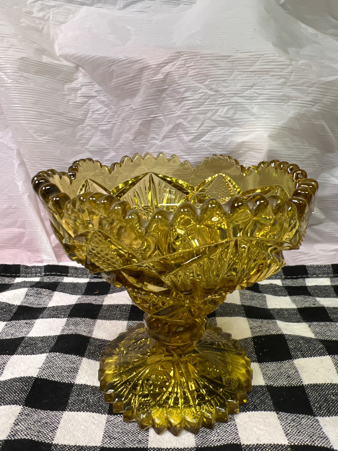 Imperial Cut Glass Amber Compote - Etsy