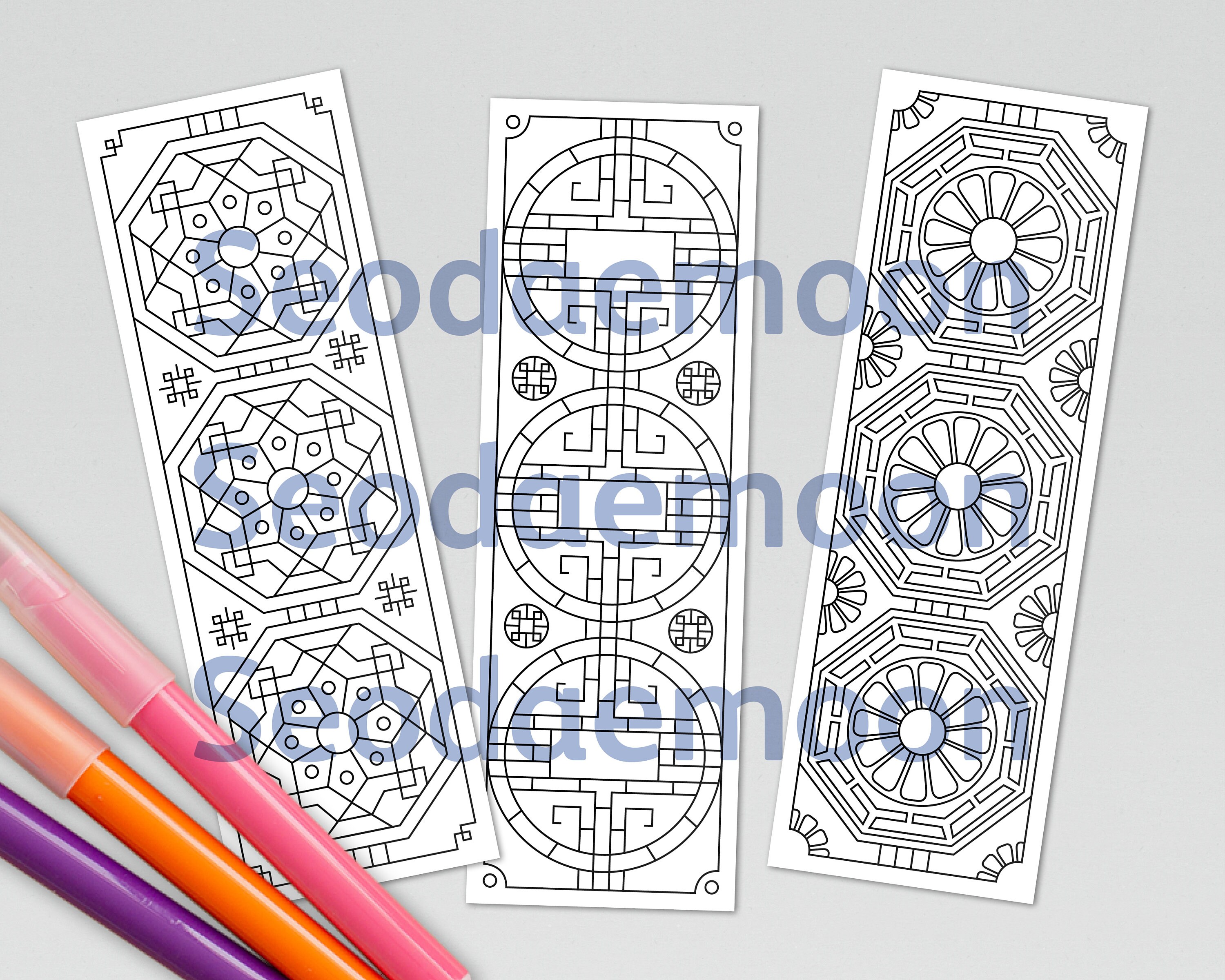 3 Printable Korean Coloring Bookmarks PDF Instant Download - Etsy