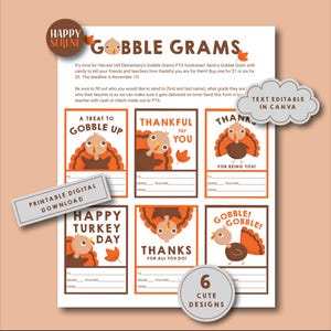 Gobble Grams Digital Download Thanksgiving Candy Gram Template for ...