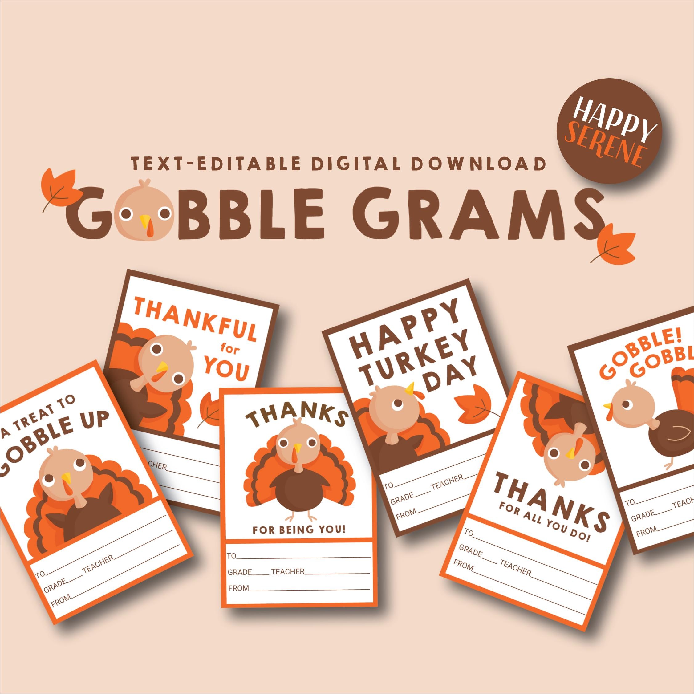 Gobble Grams Digital Download Thanksgiving Candy Gram Template for ...