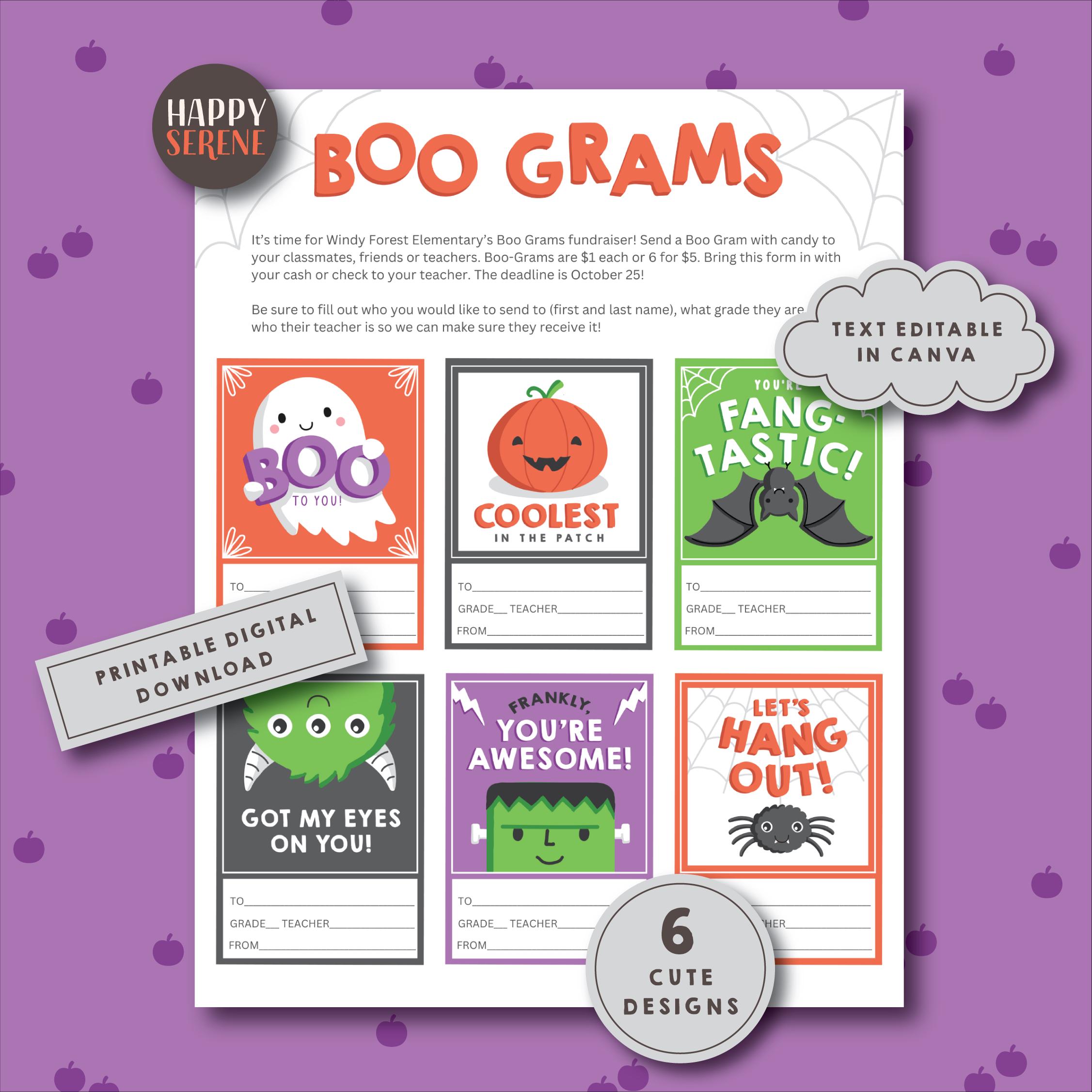 Boo Grams Digital Download for PTA / PTO Elementary School Fundraising ...
