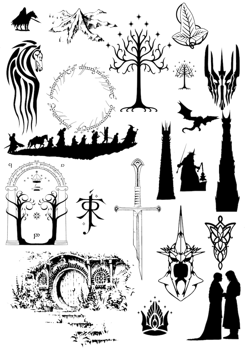 21 Lord of the Rings Symbols Stamps for Procreate Tattoo - Etsy