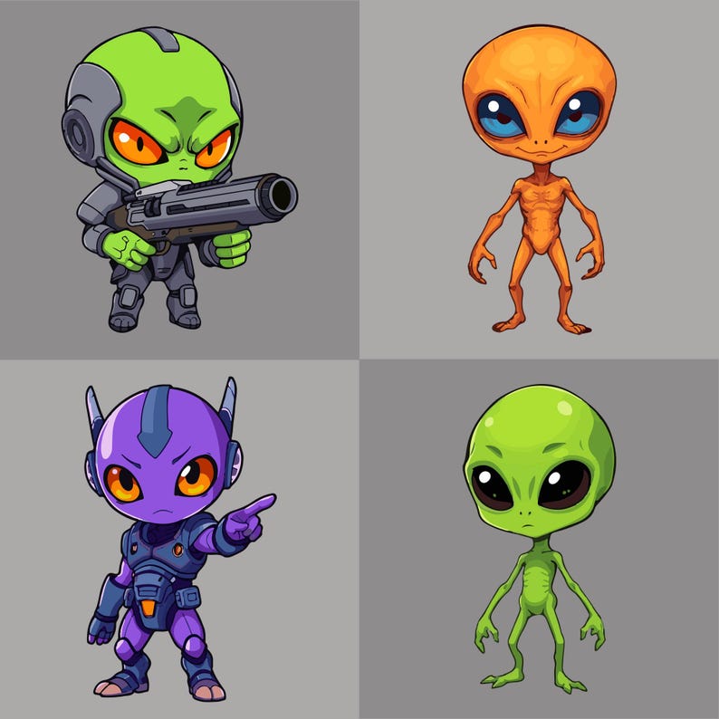 Alien Cartoons Characters, Alien Clipart, High-resolution Alien Pngs ...