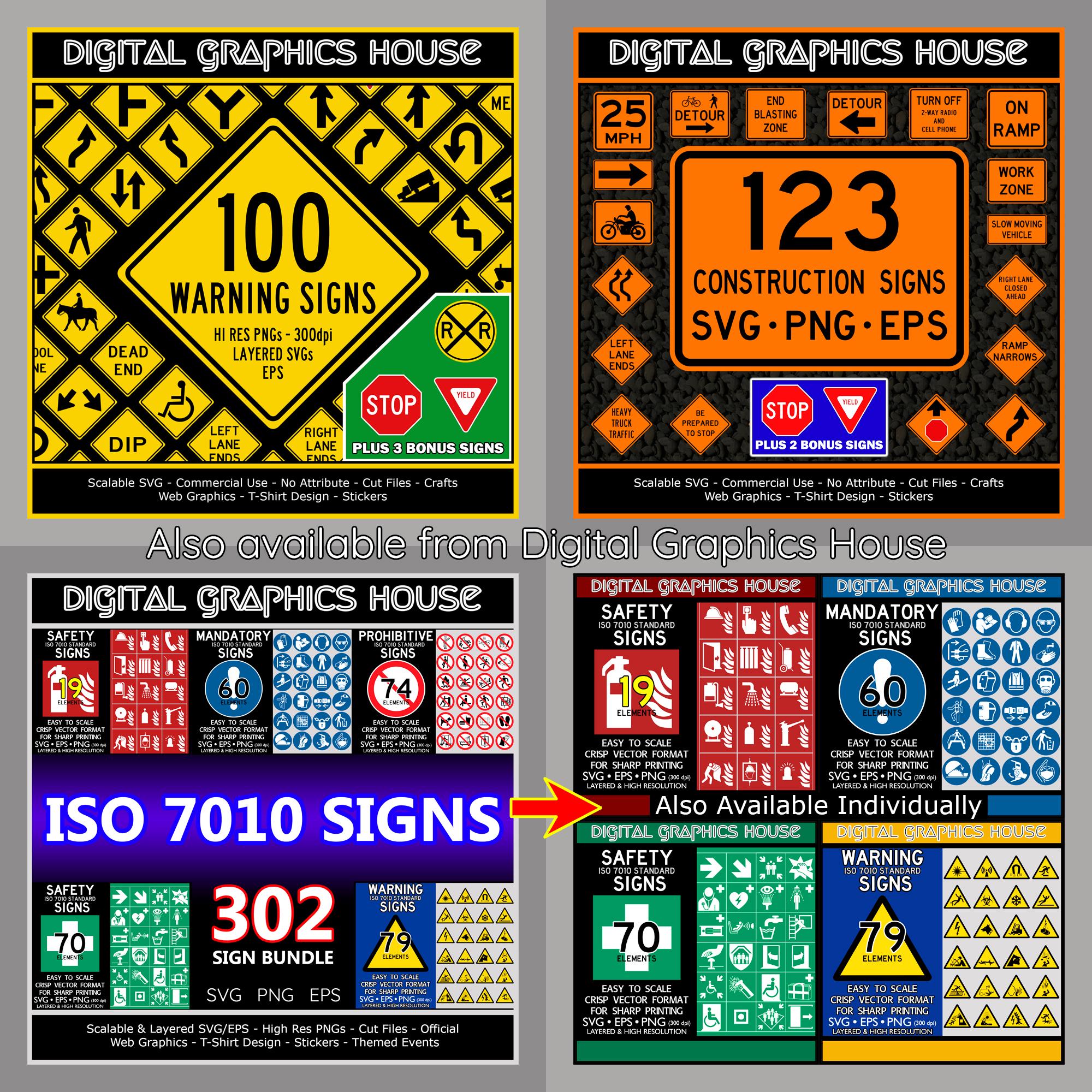 64 Hazard Placards: Warning Sign SVG PNG EPS Bundle (digital Download ...