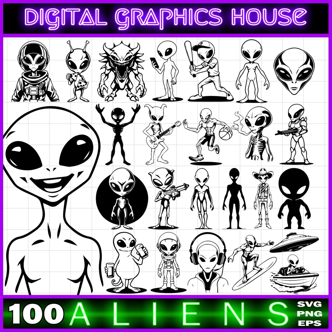 Lots of Aliens in Hi-res PNG, SVG and EPS Formats, Commercial Okay ...