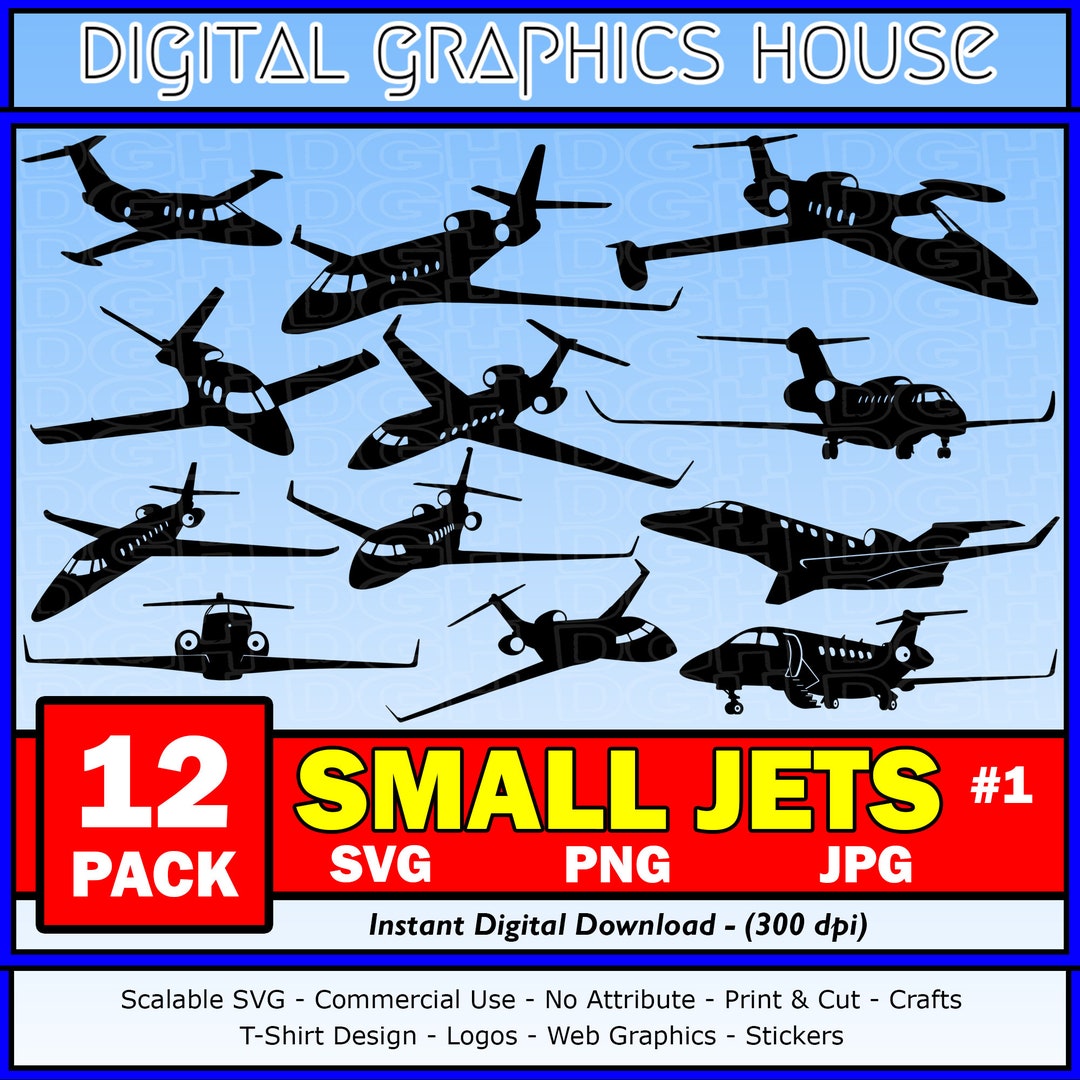 Small Business Jet Graphics: 12 SVG PNG JPG Clipart (digital Download ...