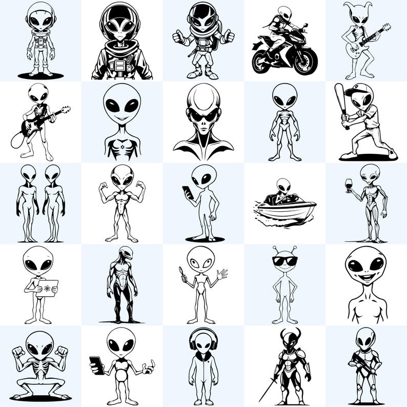 Lots of Aliens in Hi-res PNG, SVG and EPS Formats, Commercial Okay ...