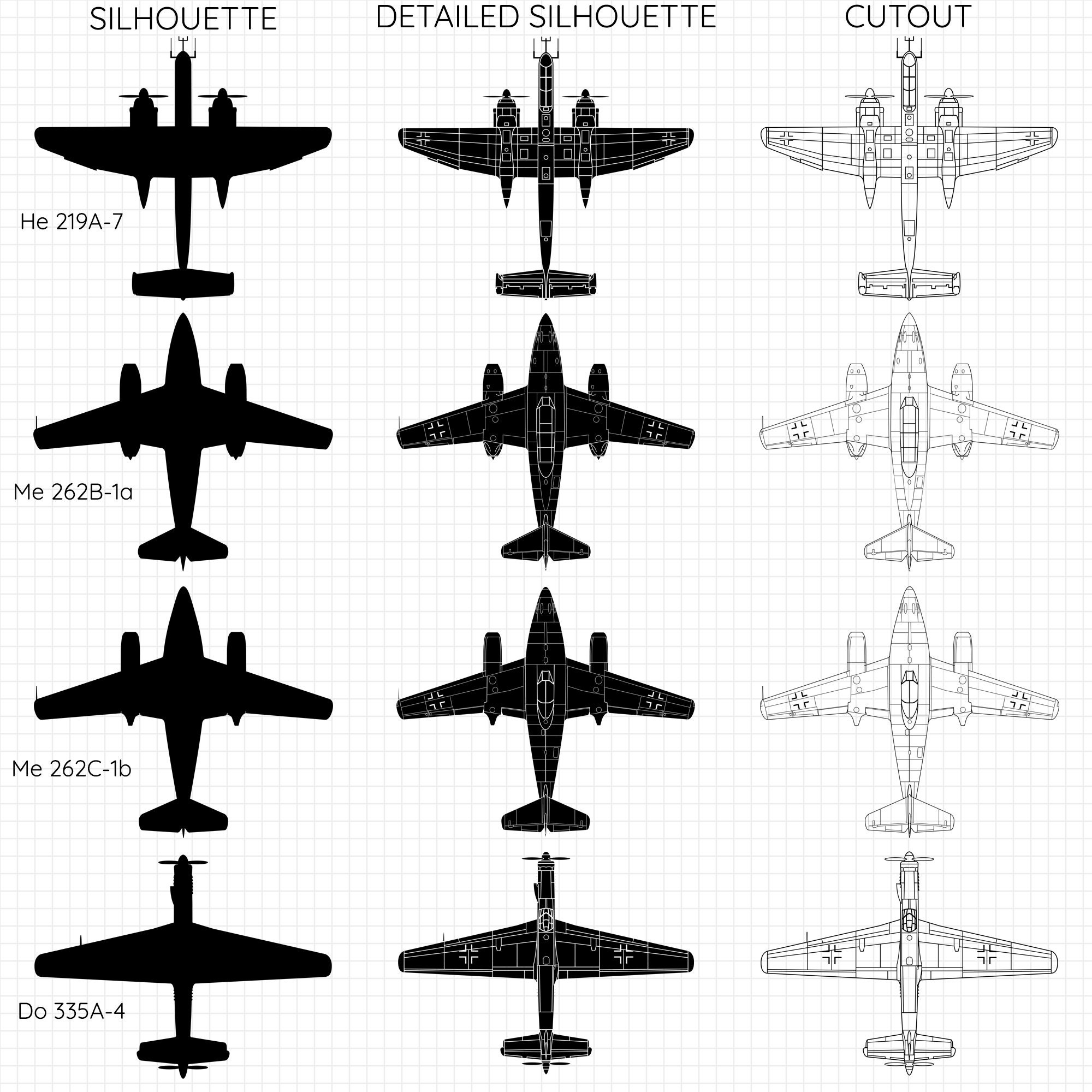 German Fighter Planes of WWII Png Svg Eps, Luftwaffe Warplanes of World ...