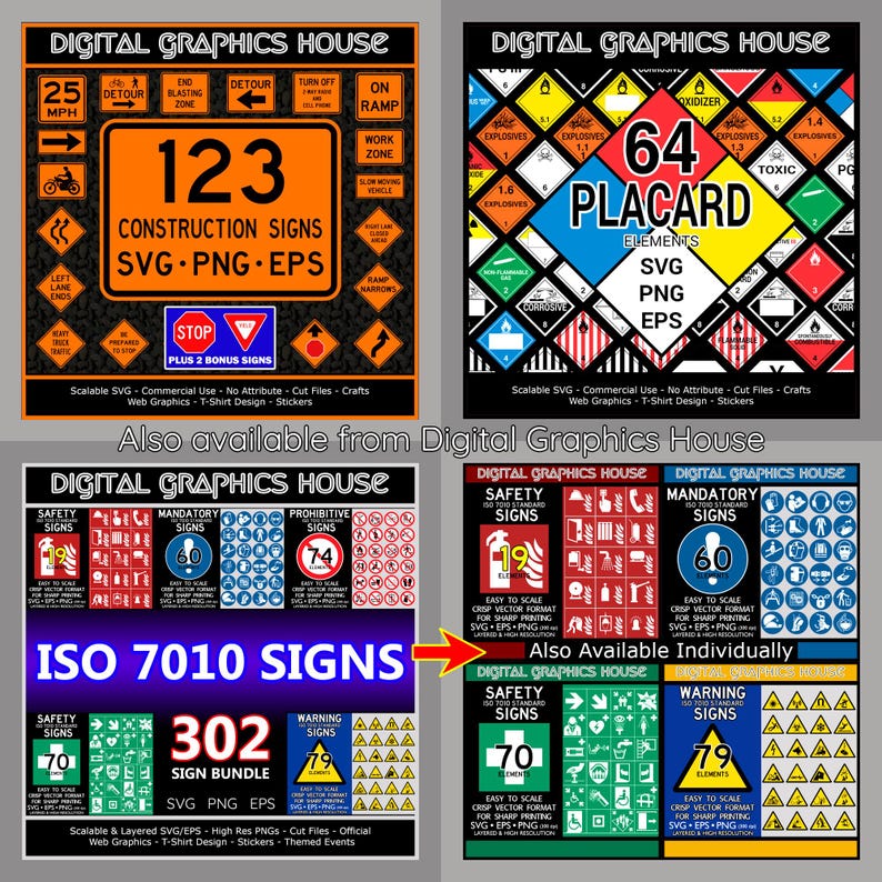 Traffic Warning Signs Clipart: Yellow Road Signs SVG PNG (digital ...