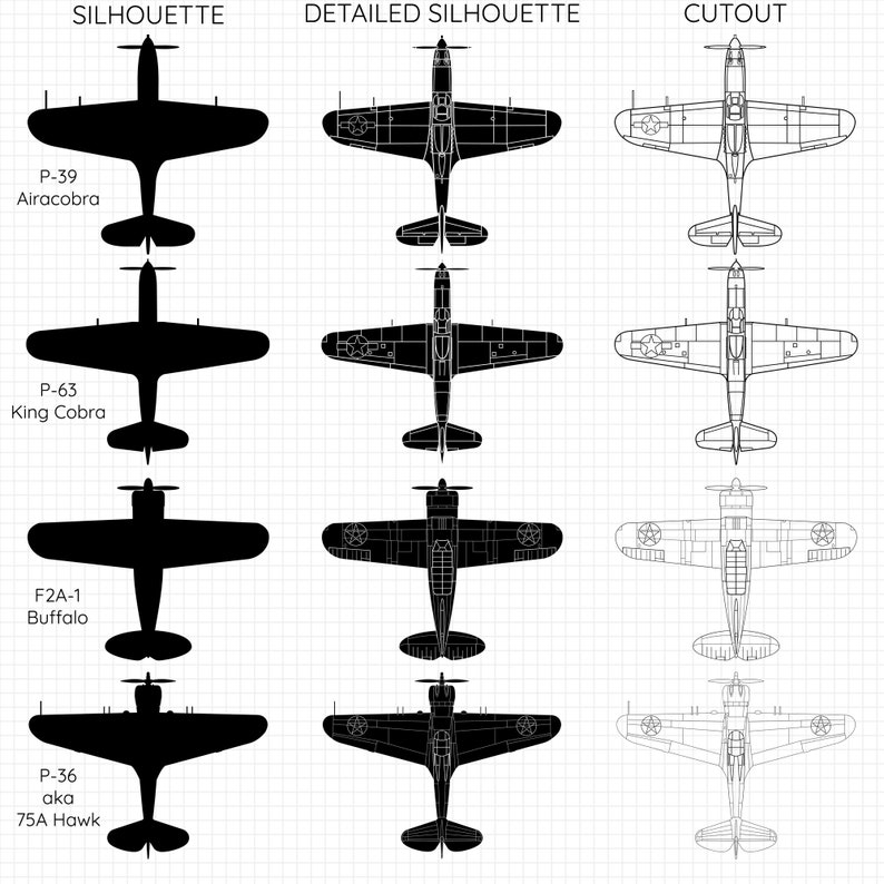 USA Fighter Planes of WWII Vectors, American Warplanes Png, WWII Allied ...