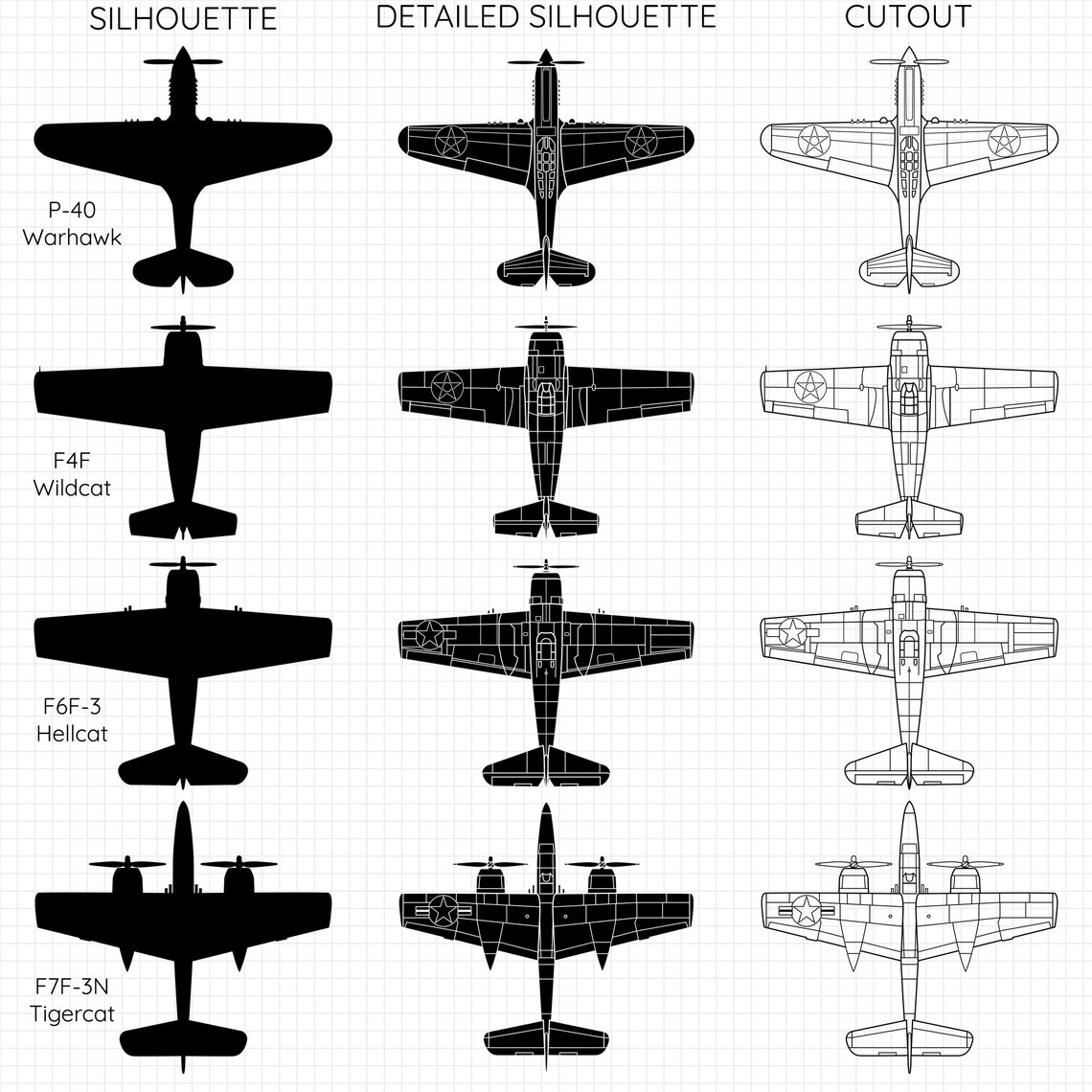 USA Fighter Planes of WWII Vectors, American Warplanes Png, WWII Allied ...