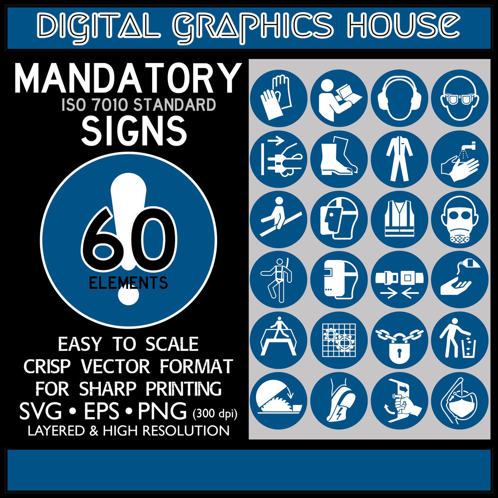 ISO 7010 Sign, ISO Mandatory Sign, Vector ISO 7010 Sign, Safety Sign ...