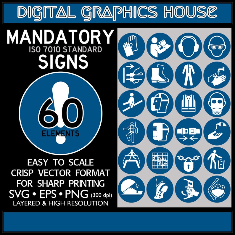 ISO 7010 Sign, ISO Mandatory Sign, Vector ISO 7010 Sign, Safety Sign ...