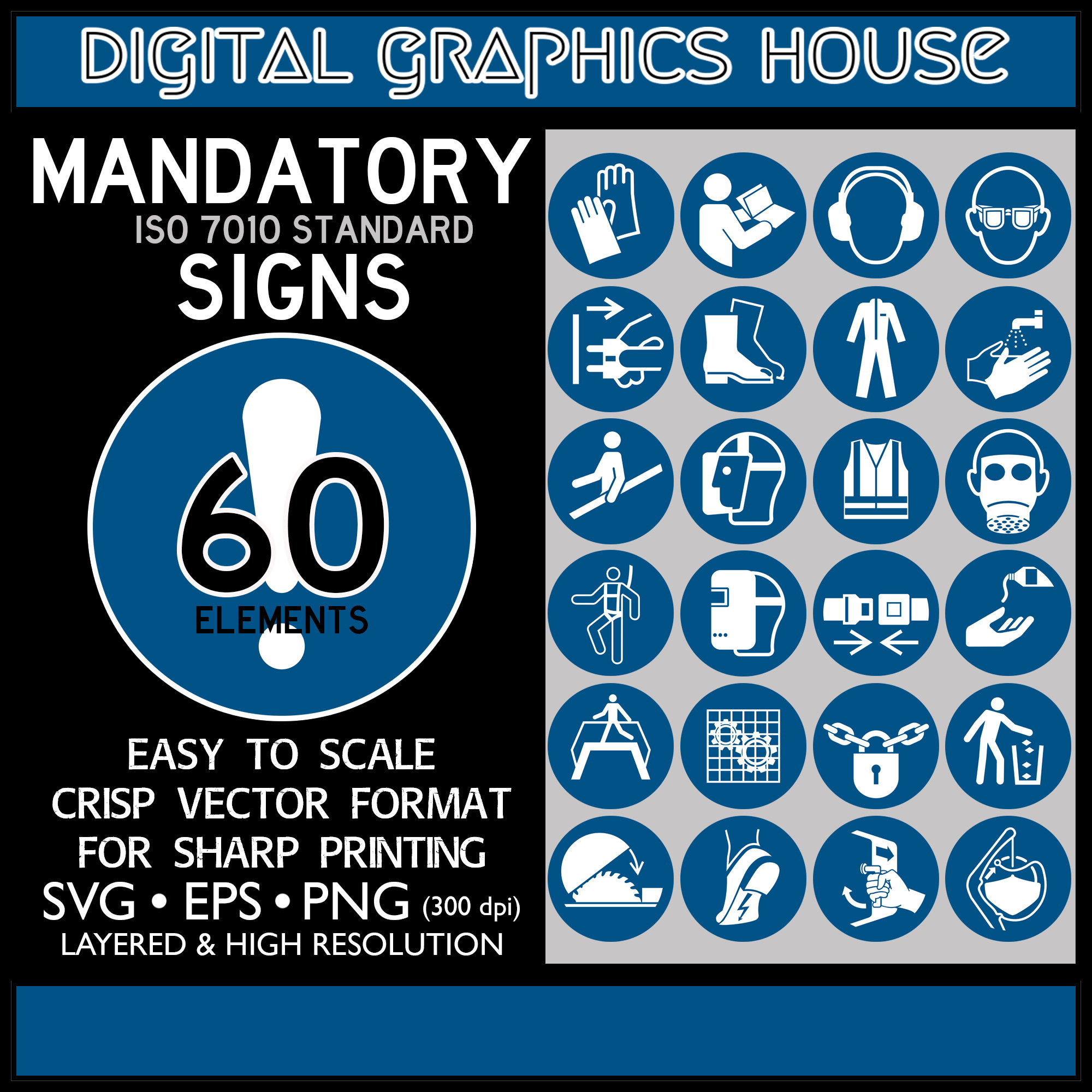 ISO 7010 Sign, ISO Mandatory Sign, Vector ISO 7010 Sign, Safety Sign ...