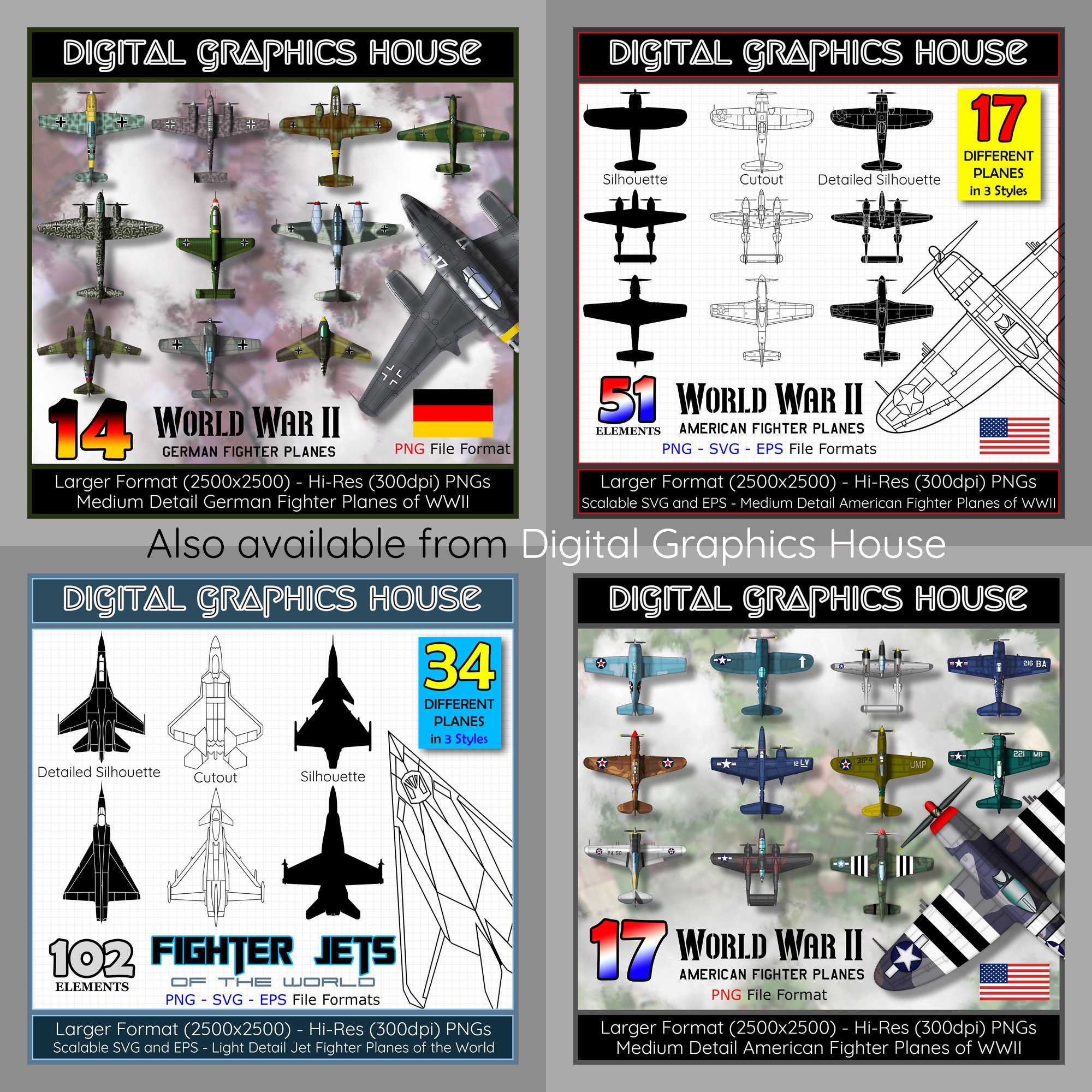 German Fighter Planes of WWII Png Svg Eps, Luftwaffe Warplanes of World ...