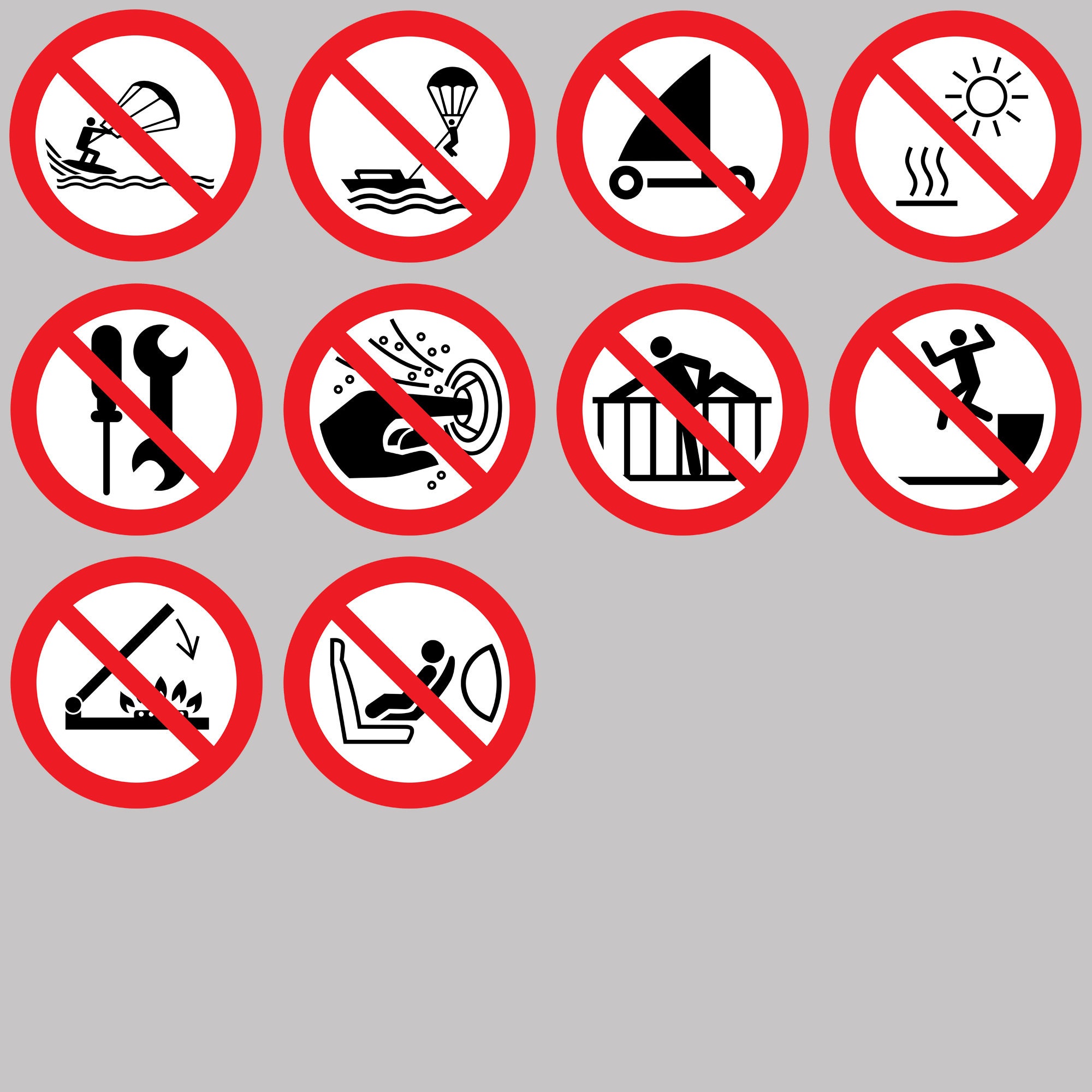 ISO 7010 Signs, ISO Prohibitive Signs, Vector ISO 7010 Sign Art, No ...