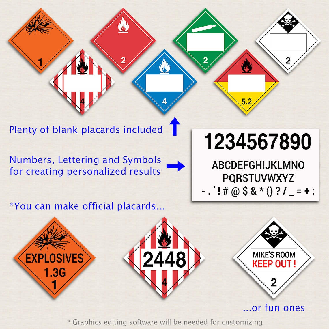 64 Hazard Placards: Warning Sign SVG PNG EPS Bundle (digital Download ...
