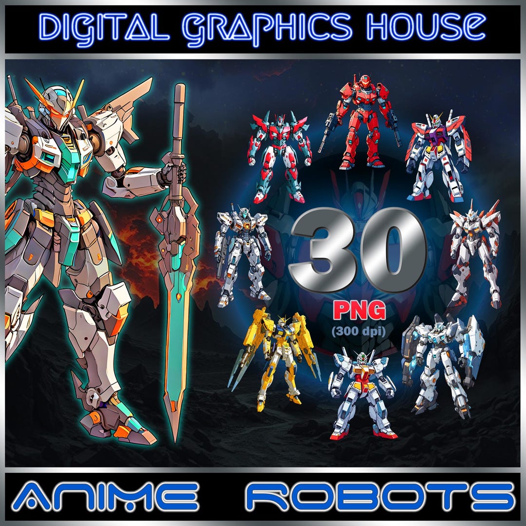 Anime Robots, Manga Mecha Robots, Futuristic Giant Robots - Etsy