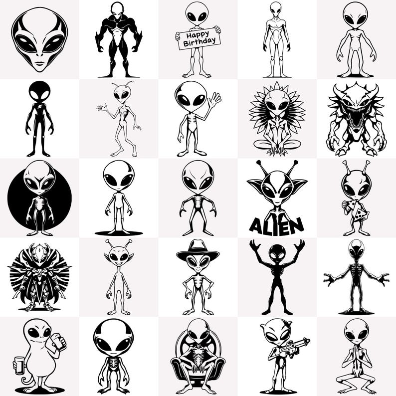 Lots of Aliens in Hi-res PNG, SVG and EPS Formats, Commercial Okay ...