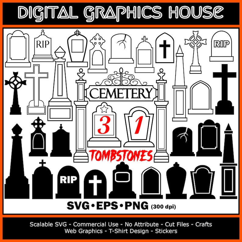 Tombstone Svg, Headstone Png, Gravestone Clipart, Memorial SVG ...