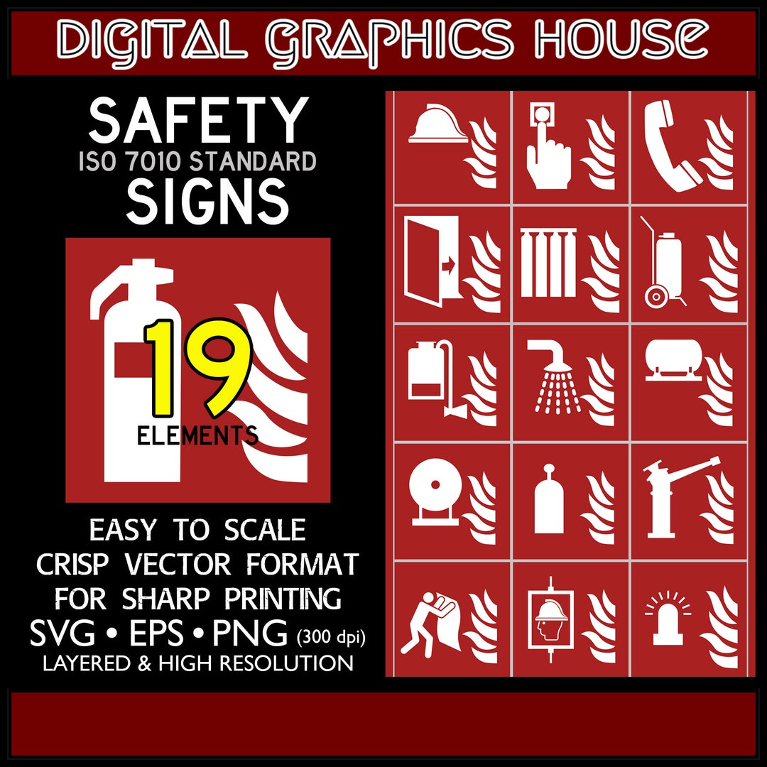 ISO 7010 Signs, ISO Fire Signs, Vector ISO 7010 Fire Placards, Fire ...