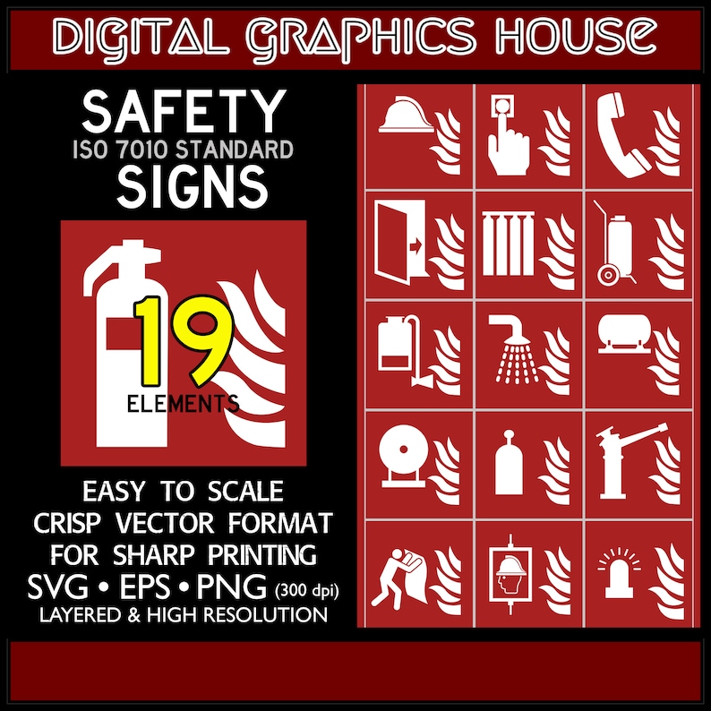 ISO 7010 Signs, ISO Fire Signs, Vector ISO 7010 Fire Placards, Fire ...