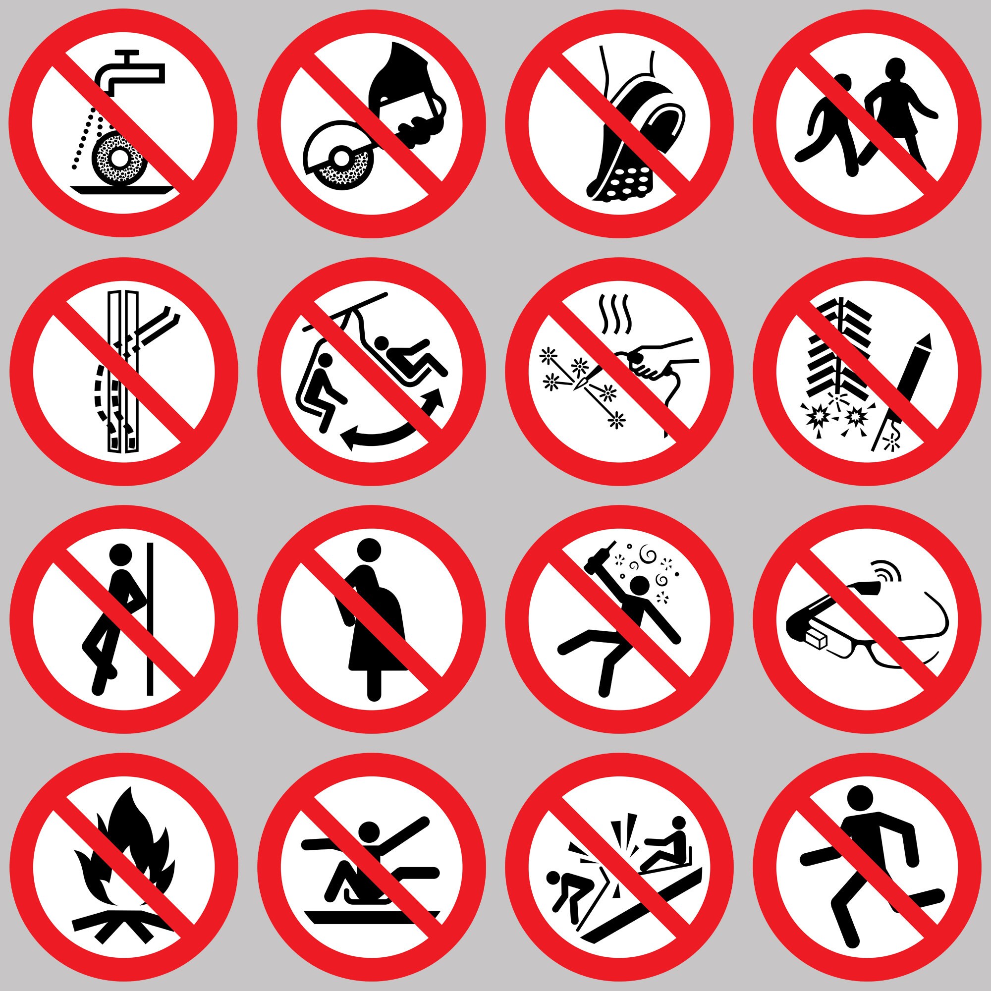 ISO 7010 Signs, ISO Prohibitive Signs, Vector ISO 7010 Sign Art, No ...