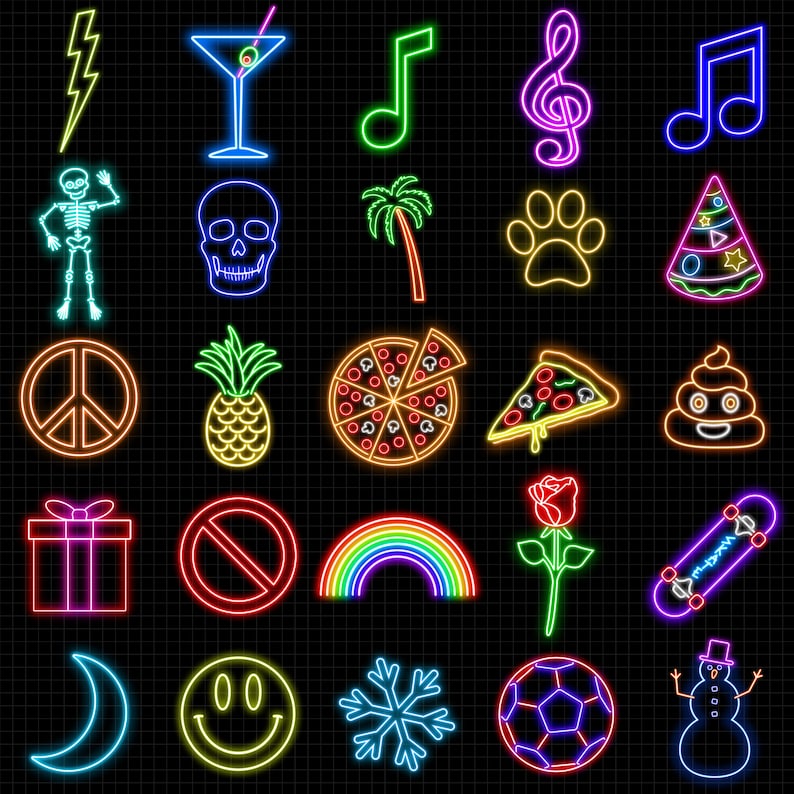 Neon Items for Your Graphics Projects. A Little Bit of Everything in ...