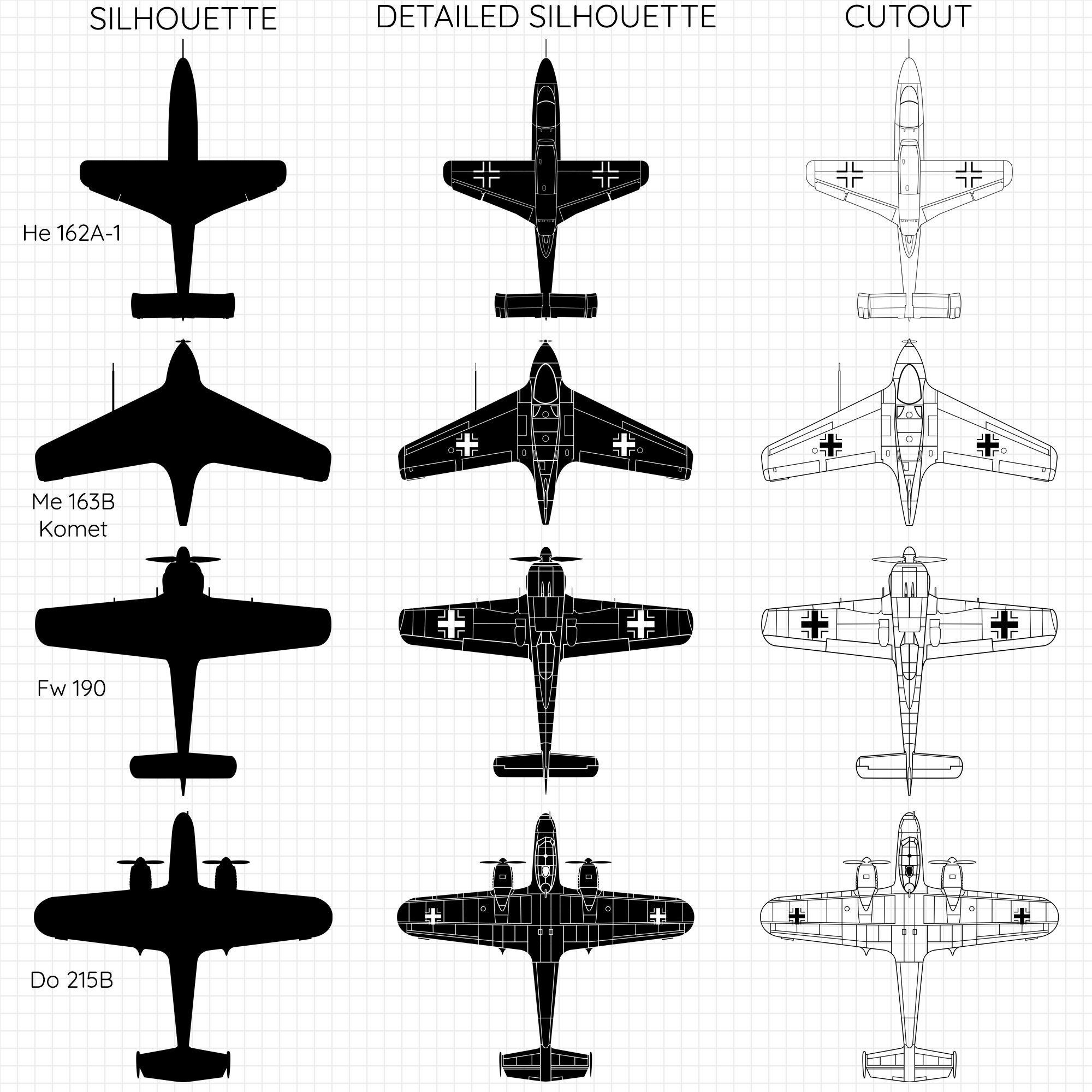 German Fighter Planes of WWII Png Svg Eps, Luftwaffe Warplanes of World ...