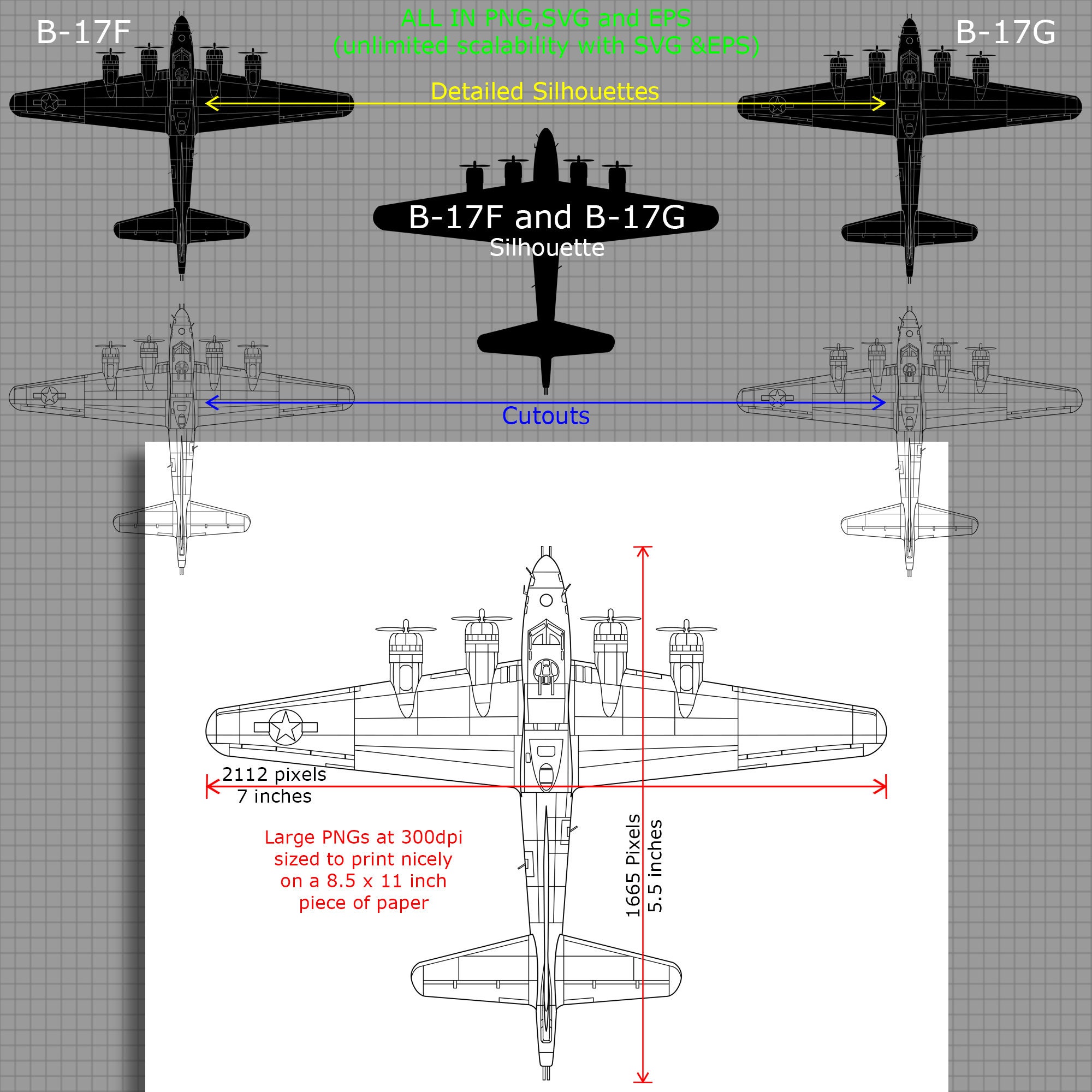 B-17 Bomber Flying Fortress Svg Png Eps, B-17 Vector Graphic ...
