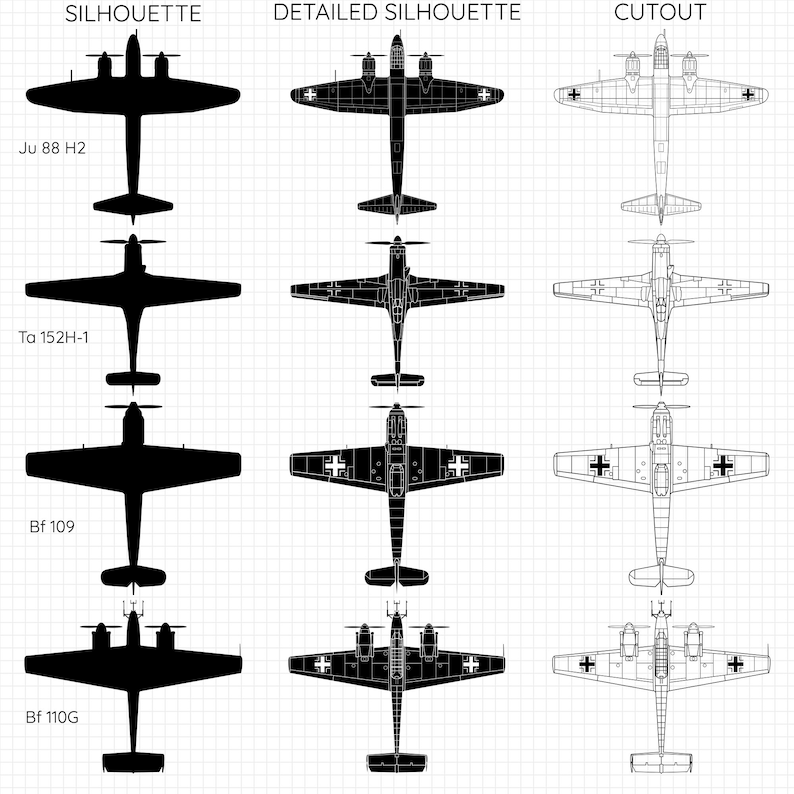 German Fighter Planes of WWII Png Svg Eps, Luftwaffe Warplanes of World ...
