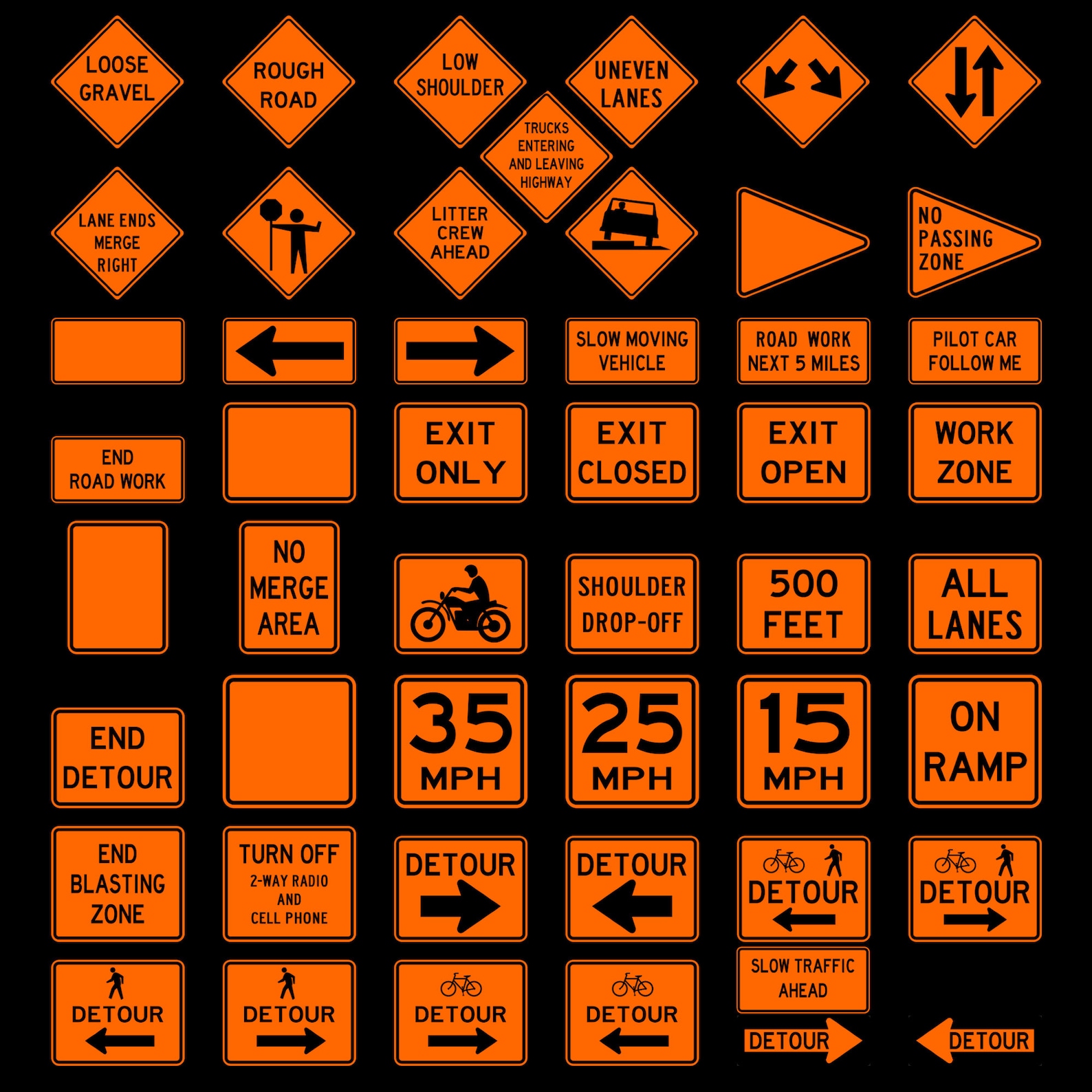 Road Signs Clipart, Construction Signs SVG PNG, Orange Traffic Signs ...