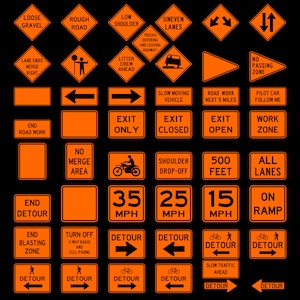 Construction Signs Clipart: Orange Road Signs SVG PNG (digital Download ...