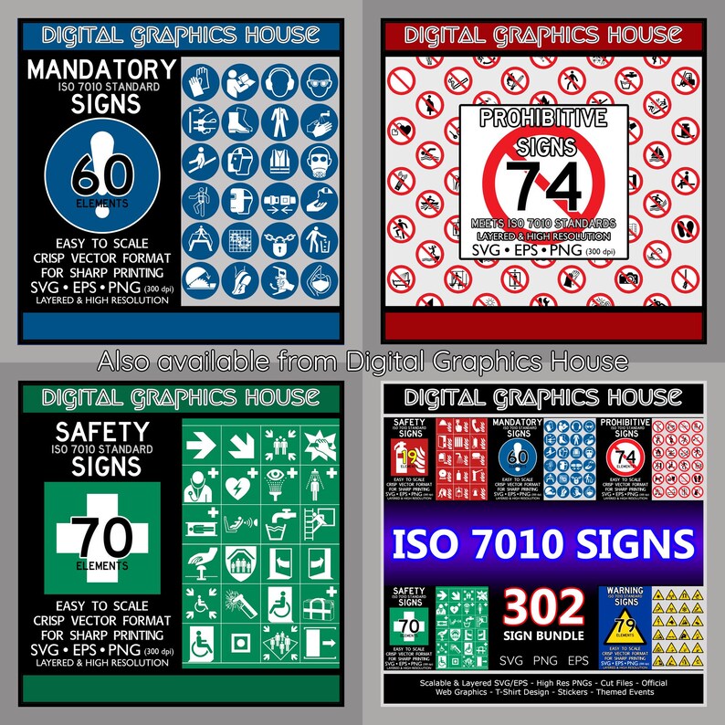 ISO 7010 Signs, ISO Fire Signs, Vector ISO 7010 Fire Placards, Fire ...