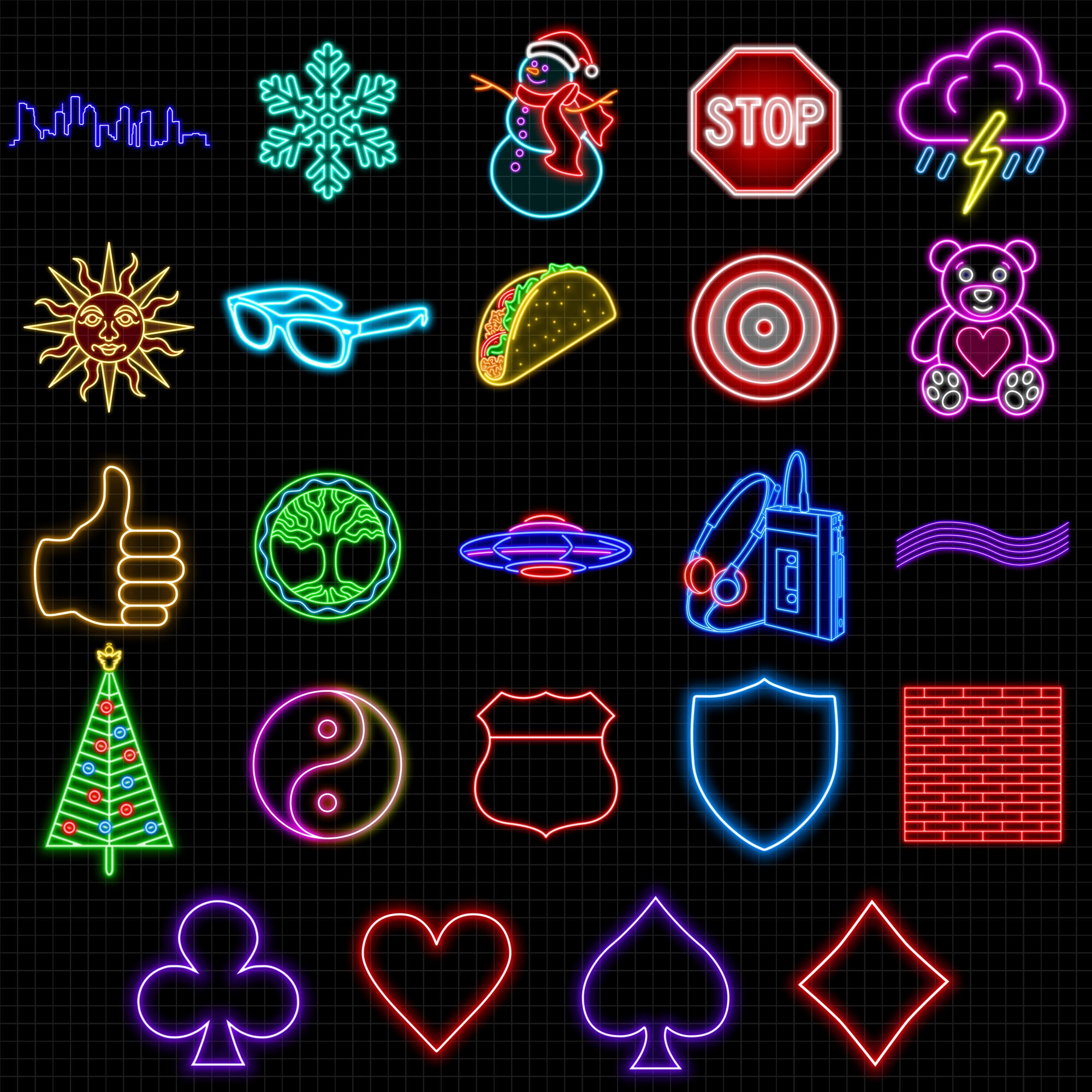 Neon Graphics PNG Bundle: 74 High-resolution Elements (digital Download ...