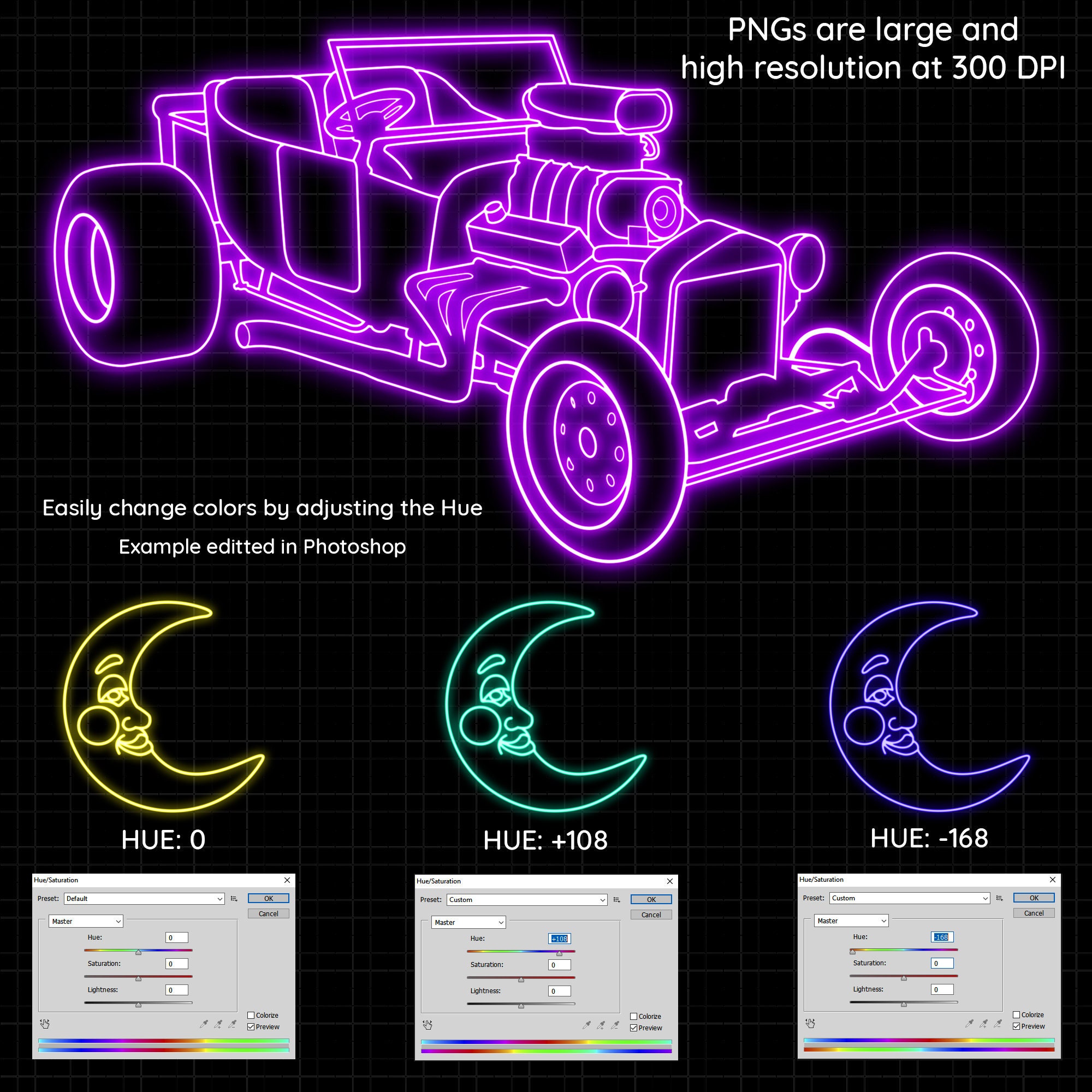 Neon Graphics PNG Bundle: 74 High-resolution Elements (digital Download ...