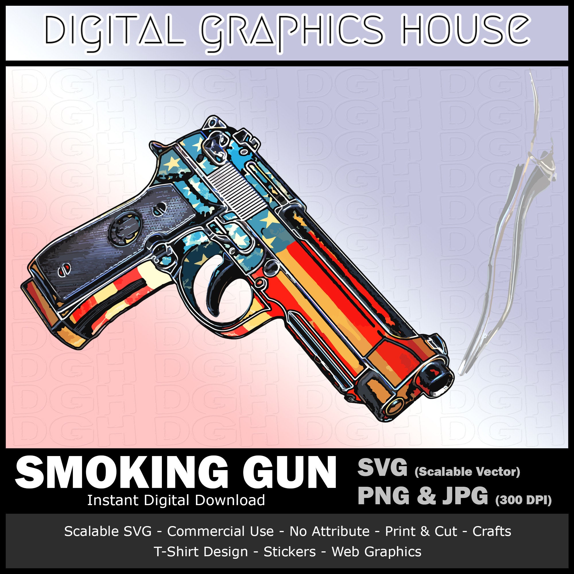 9mm Handgun SVG PNG JPG, Patriotic Gun With American Flag, Semi ...