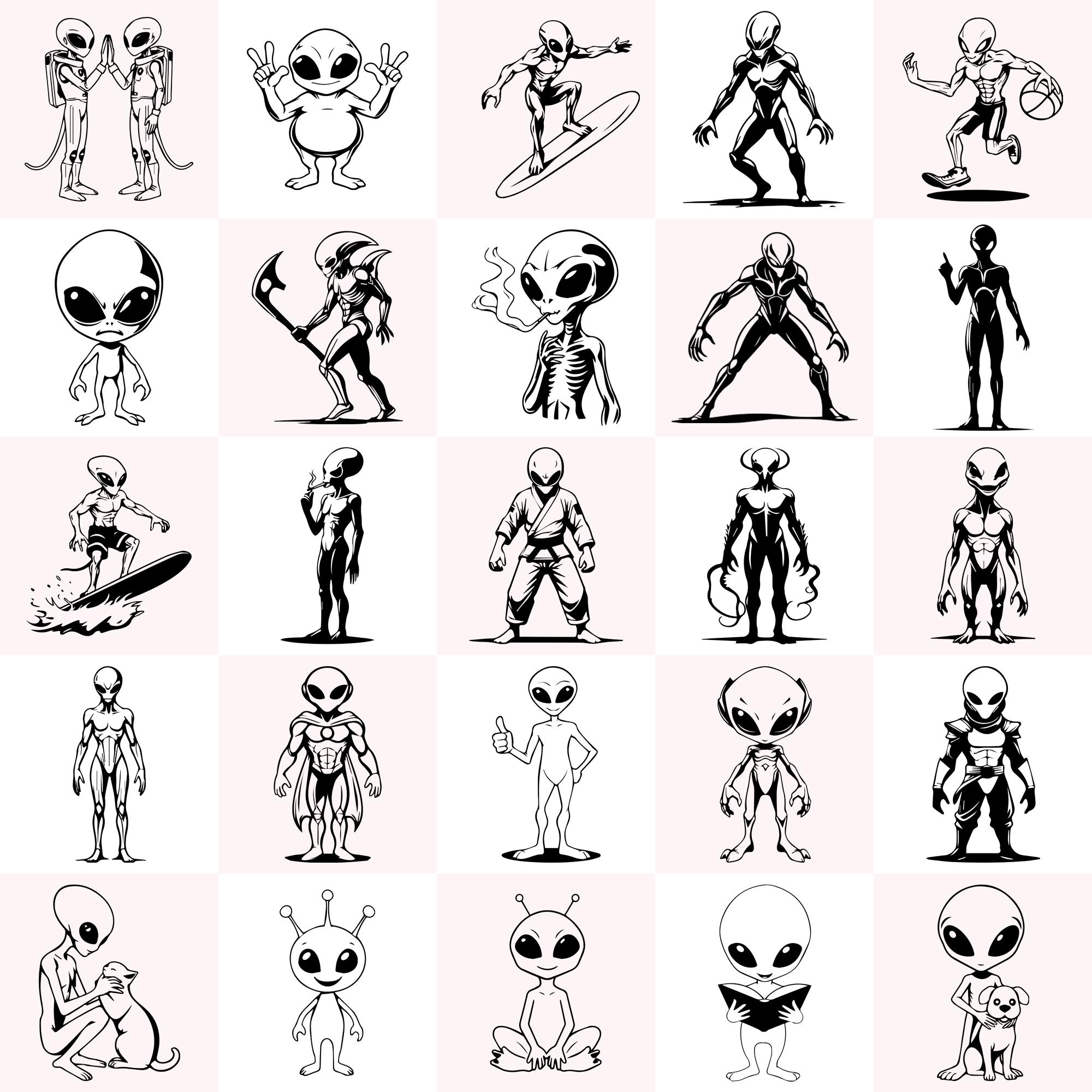Lots of Aliens in Hi-res PNG, SVG and EPS Formats, Commercial Okay ...